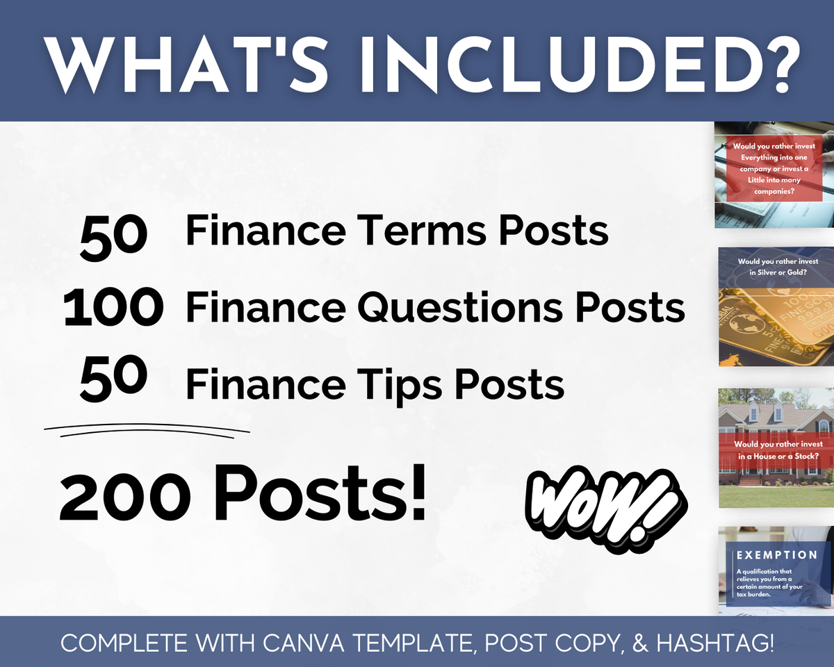Finance Social Media Post Bundle with Canva Templates